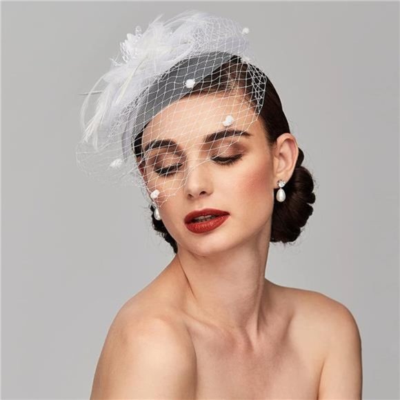 Accessories | Fascinators Headpiece With Feather Floral Flower White ...